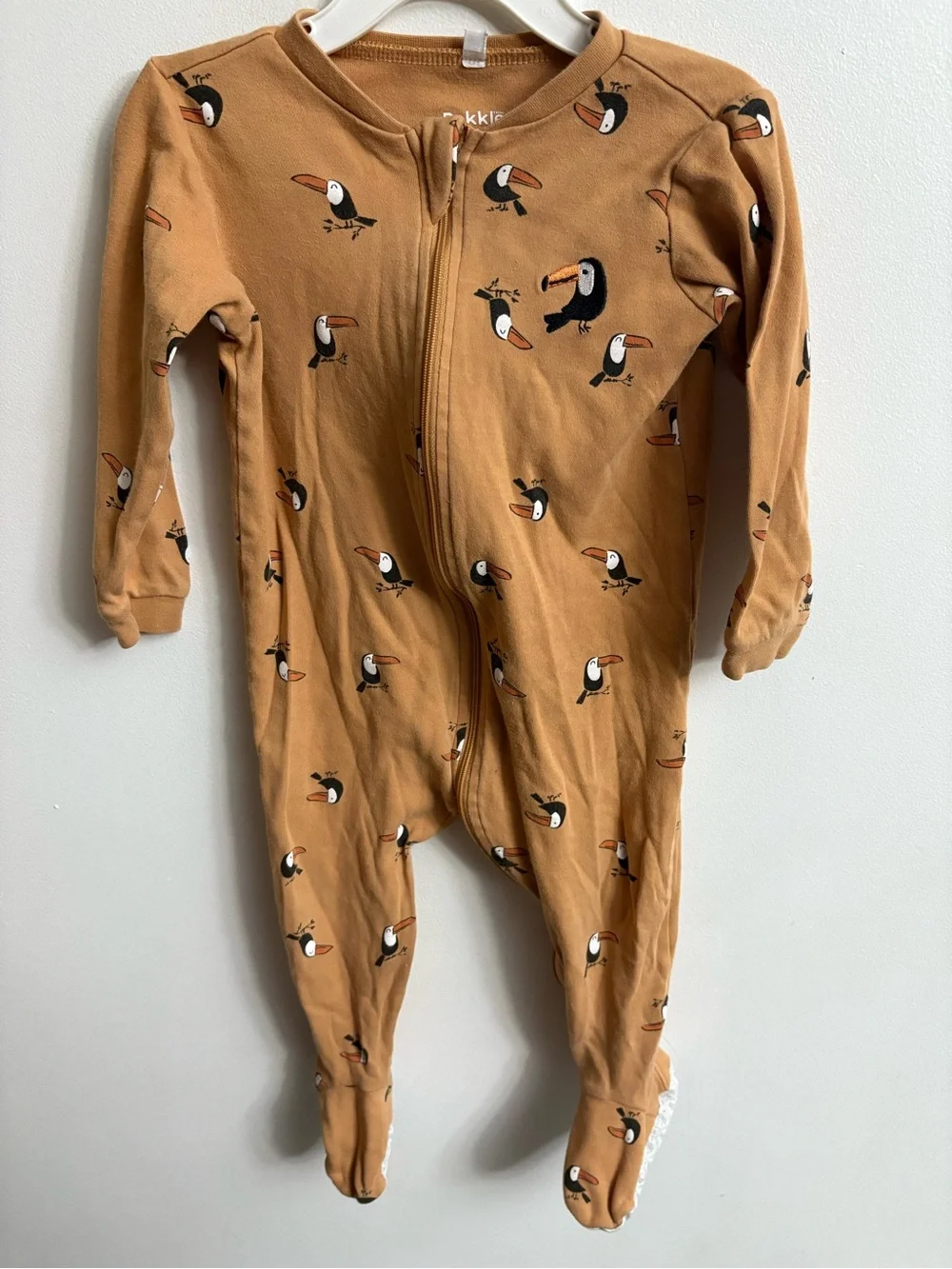 Pekkle | Pajamas | Pekkle Toddler Footed Pajama Zipup In Tan Toucan ...